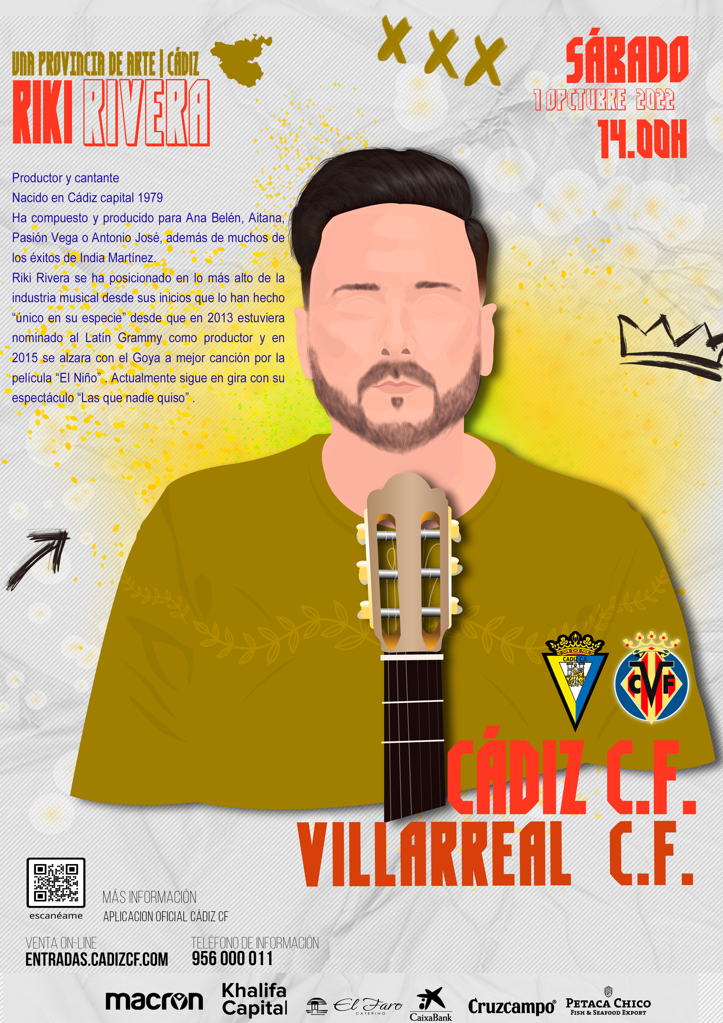 Riki Rivera en el cartel del partido ante el Villarreal CF | Cádiz Club ...