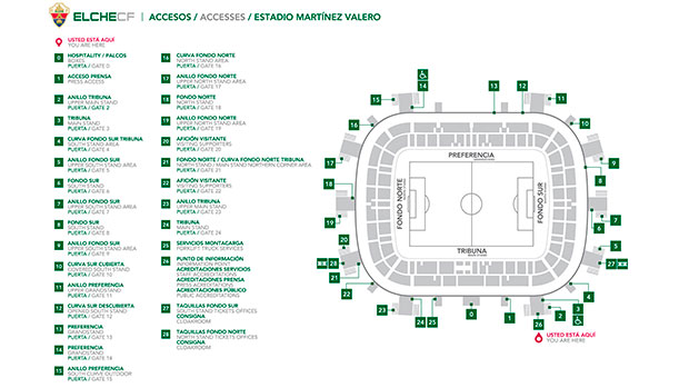 Numeración definitiva de los accesos del estadio Martínez Valero ...