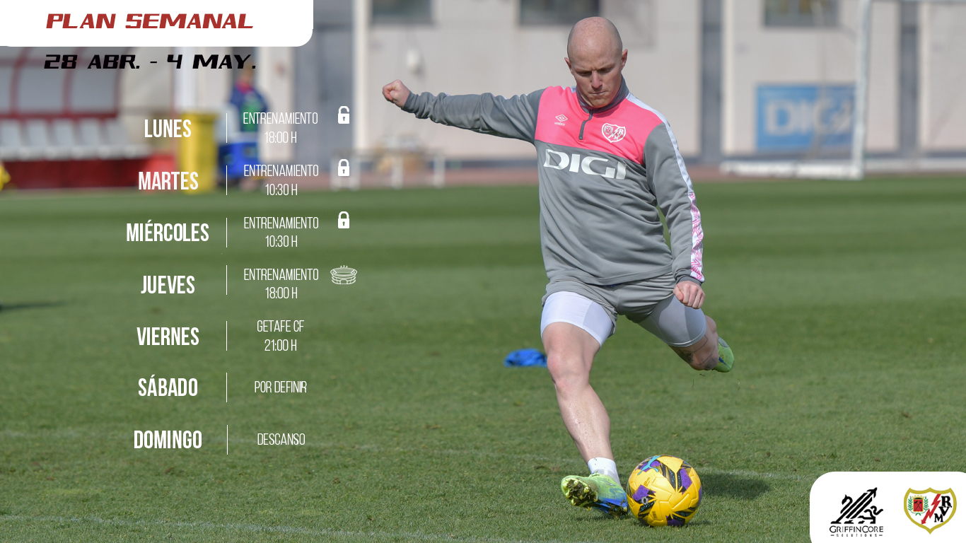 Plan Semanal: del 28 de abril al 4 de mayo | Rayo Vallecano | Web Oficial