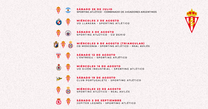 Calendario de pretemporada del Sporting Atlético | Real Sporting | Web ...